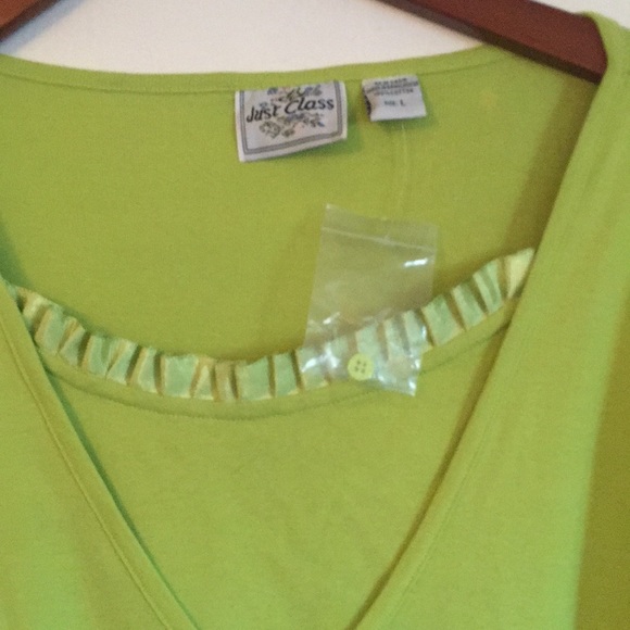 Just Class | Tops | Just Class Lime Green Ruffle Neck Tee Size L | Poshmark